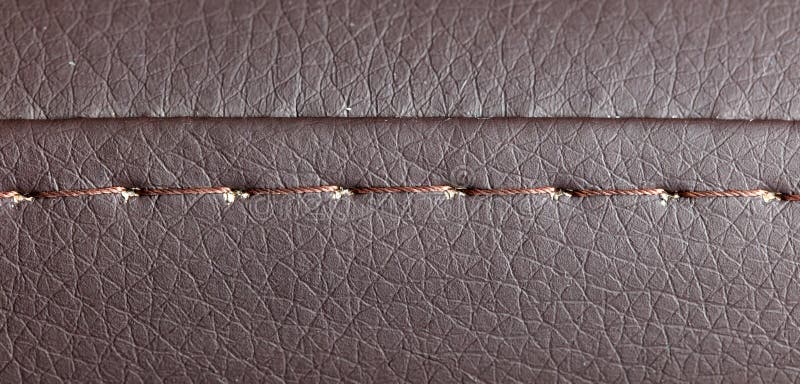 Stitch Thread on Brown Leather Material As Background Stock Image ...