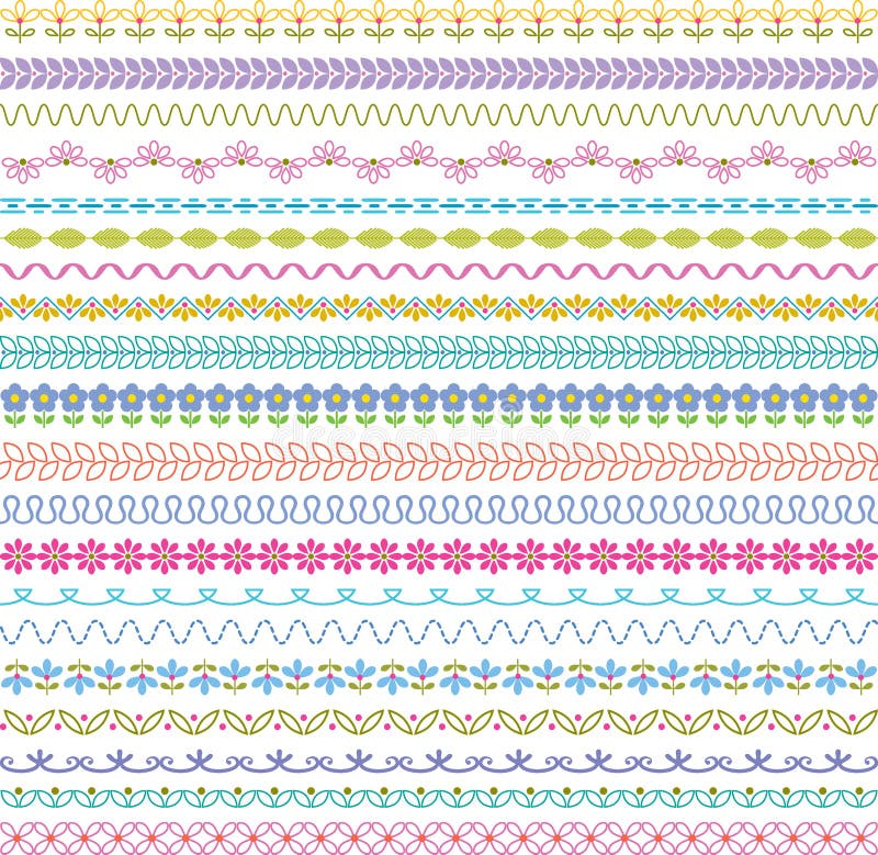 Stitched border patterns stock illustration. Illustration of needlework ...