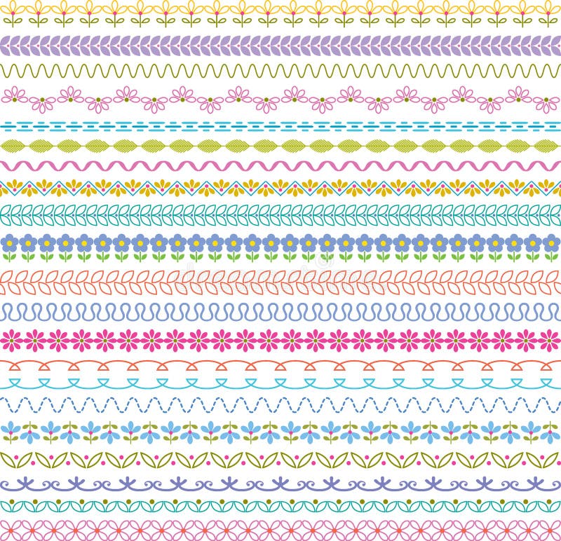 Stitched border patterns stock illustration. Illustration of needlework ...