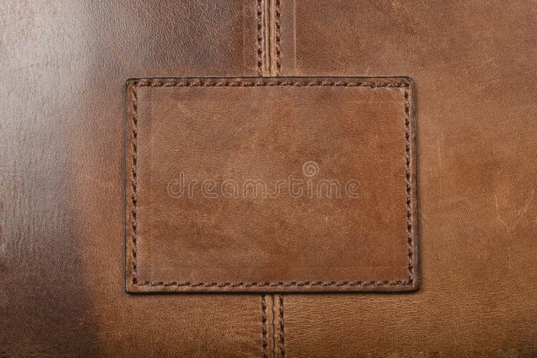 Stitched Brown Leather Square Patch Stock Image - Image of stitched, texture: 391200355