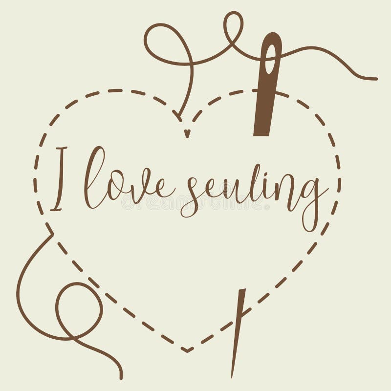 Stitched Heart and Needle with Thread. Sewing Stock Vector ...