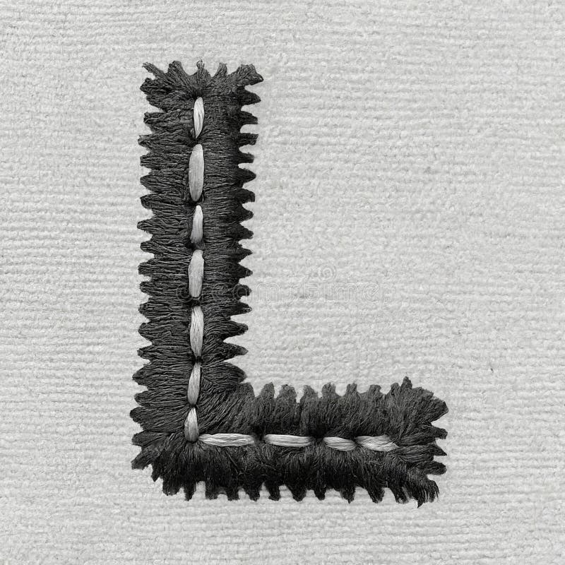 Stitched Letter L on White Cloth Background Embroidery Patch Font ...