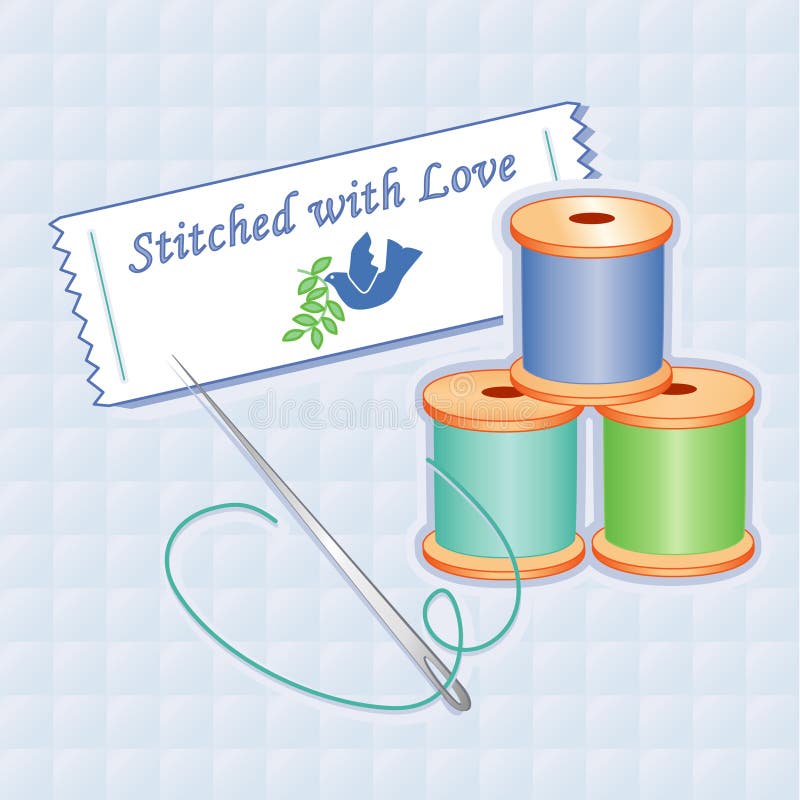 Stitched with Love Sewing Label Stock Vector - Illustration of gold ...