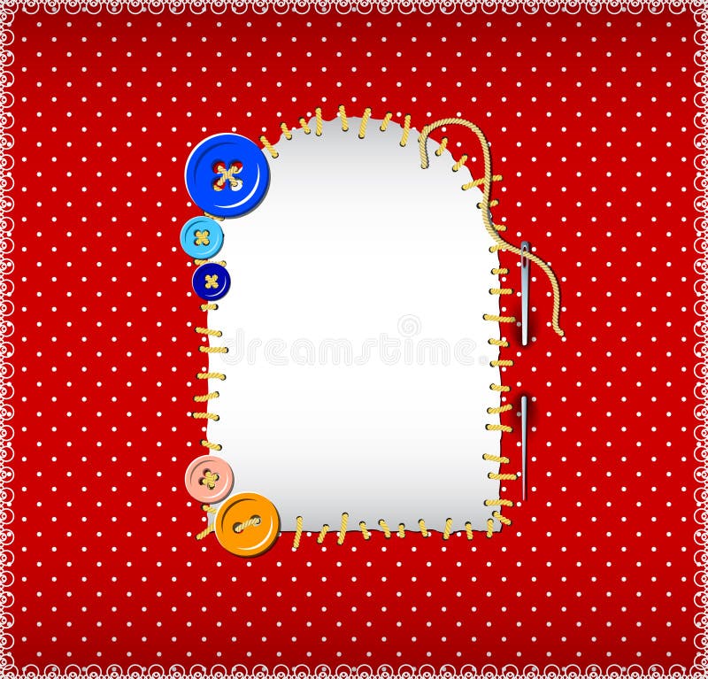 Stitched Patch on Polka Dot Fabric Stock Vector - Illustration of ...