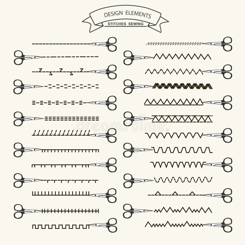 Stitches and dividers stock vector. Illustration of scroll - 32763375