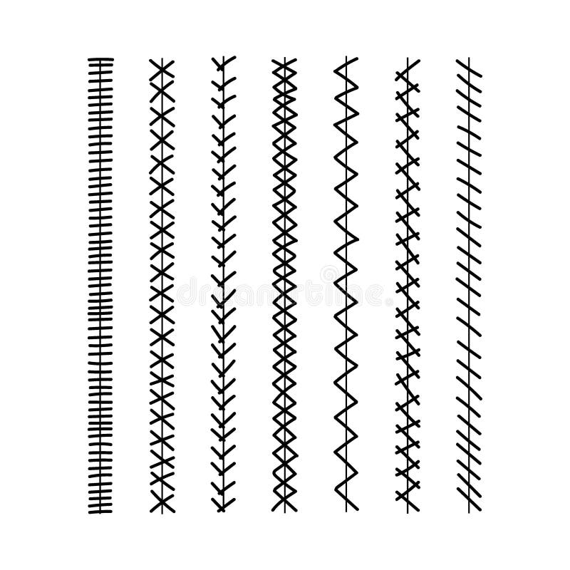 Stitching, Embroidery, Sewing Borders, Hand-drawn Doodle. Decor Element ...