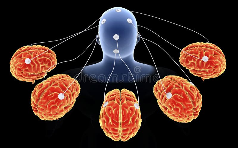 Conceptual Image of Multi-brain Processing. Stock Illustration ...