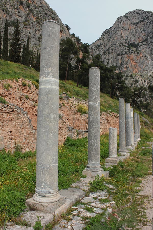 The Stoa of the Athenians at Delphi Stock Image - Image of ...