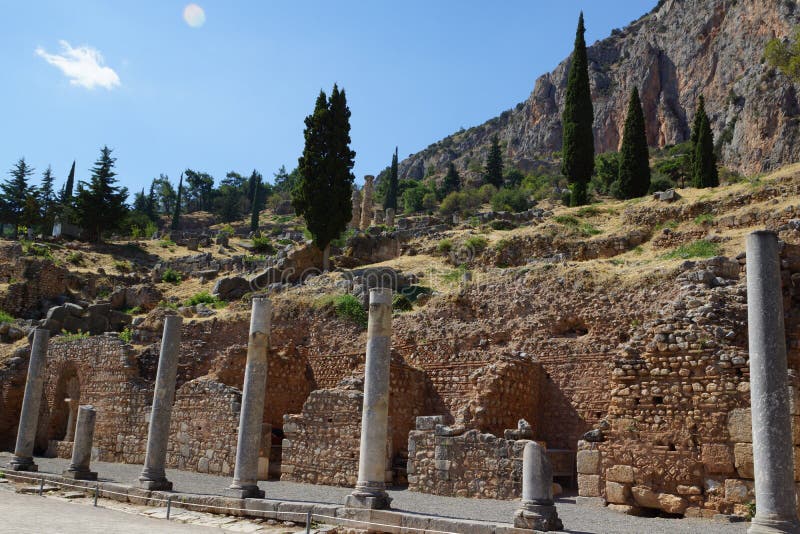 The Stoa of the Athenians, Delphi, Greece Stock Image - Image of ...