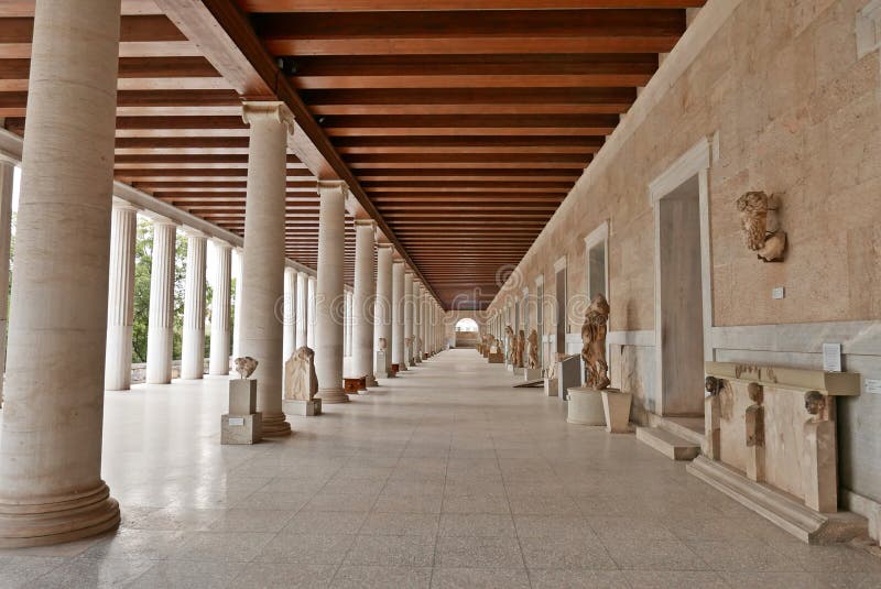 Stoa of Attalos Ancient Agora Athens Stock Image - Image of colonnade ...