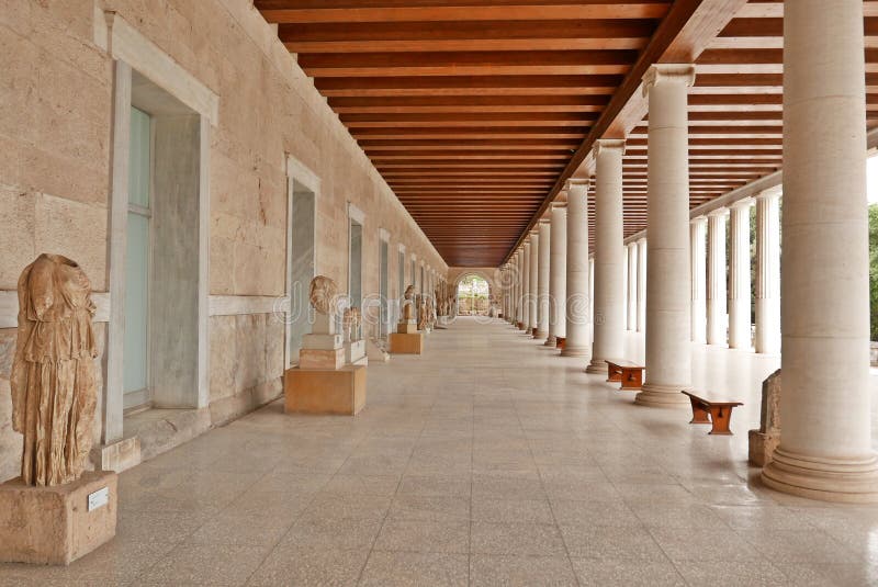 Stoa of Attalos Ancient Agora Athens Stock Image - Image of archeology ...
