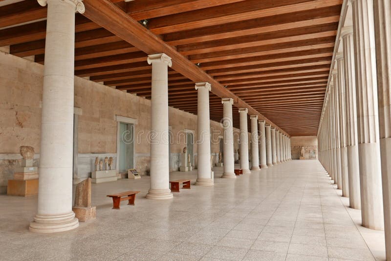 Stoa of Attalos Ancient Agora Athens Stock Image - Image of archeology ...