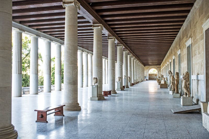 Stoa of Attalos in Ancient Agora, Athens, Greece Stock Image - Image of ...