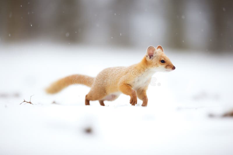 Stoat Running through a Snowy Forest Clearing Stock Illustration ...
