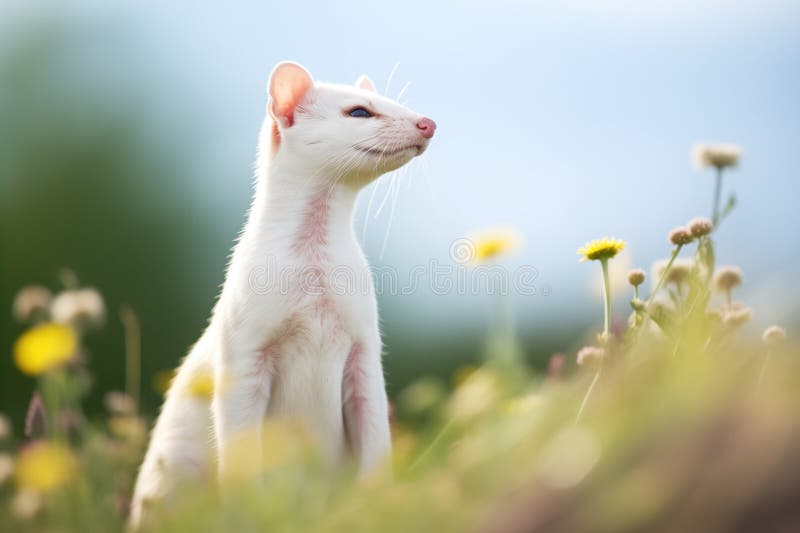 Stoat with Summer Coat Transitioning To Winter White Stock Photo ...