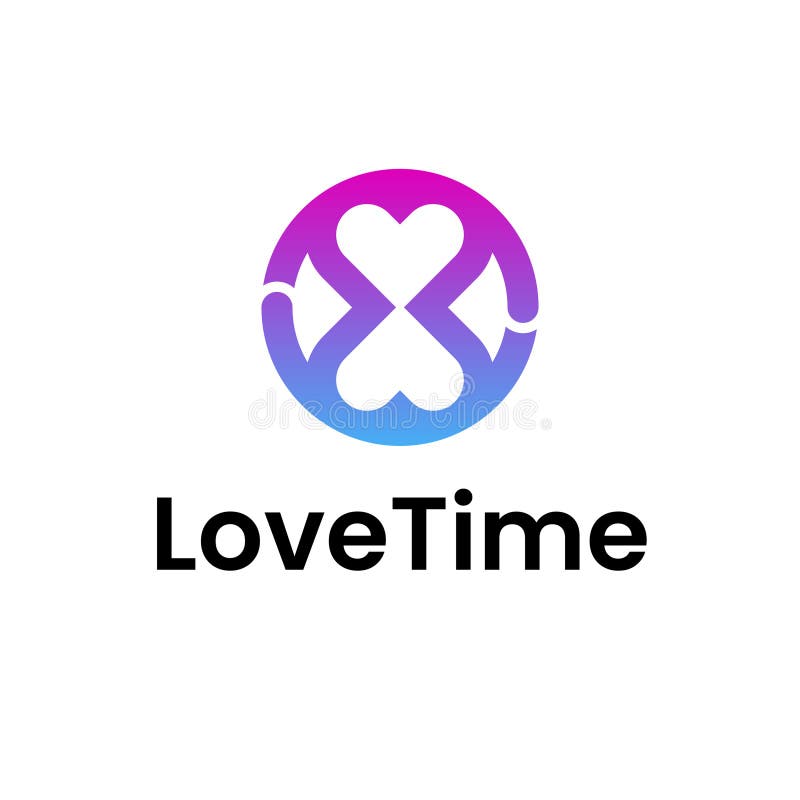 Love Heart Connect Dating Sand Clock Logo Stock Vector - Illustration ...