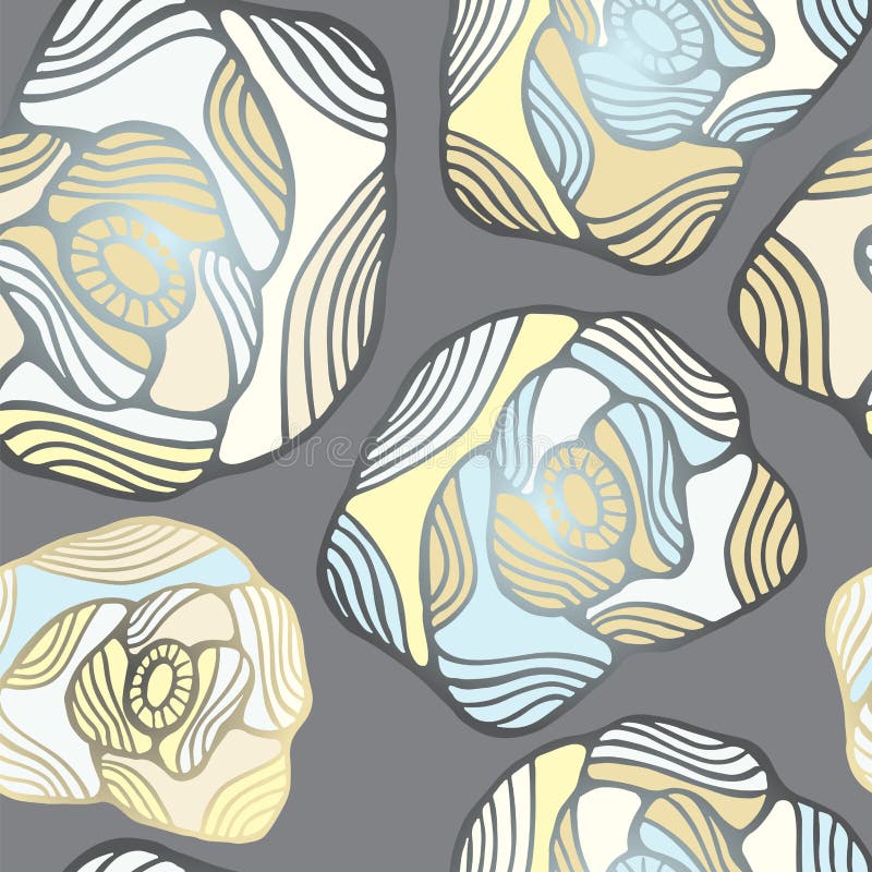 Stock Abstract Seamless Pattern with Flowers and Waves. Stock ...