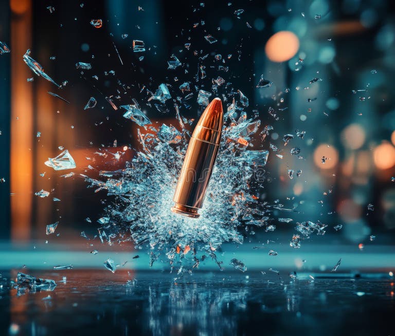 Stock Art Features a Bullet Piercing a Mirror Stock Photo - Image of ...