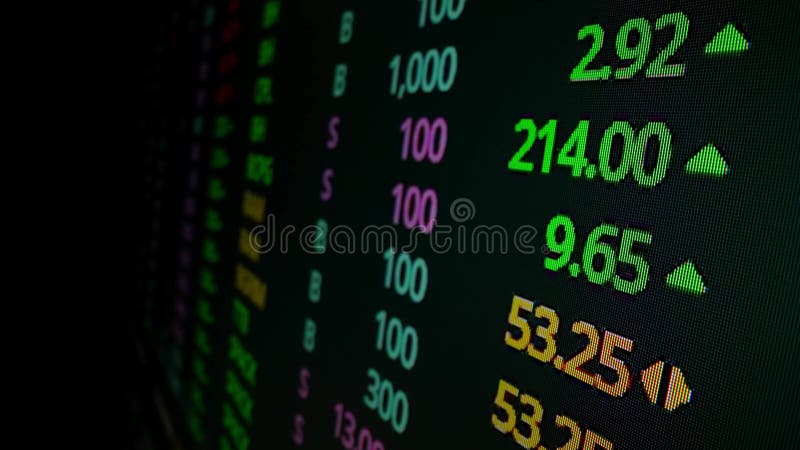 Stock Board on Macro Shot Movement LED Screen Display Stock Trading ...