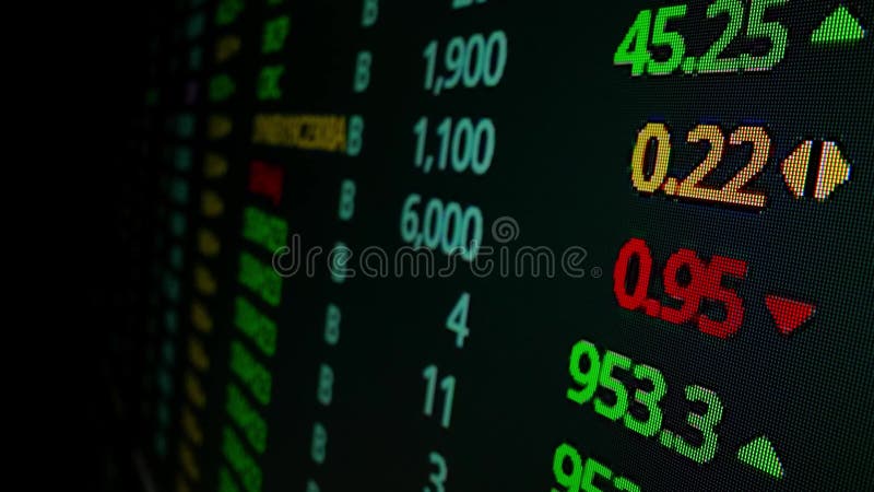 Stock Board on Macro Shot Movement LED Screen Display Stock Trading ...