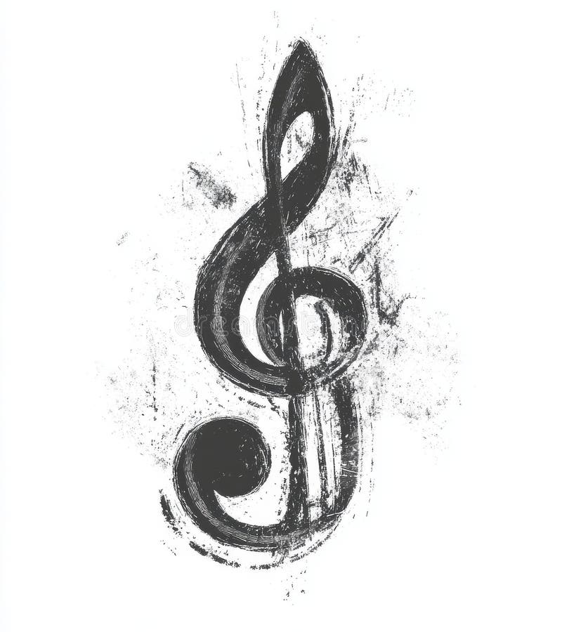 Stock Brush Stroke Texture of a Black Music Note with a Clear ...