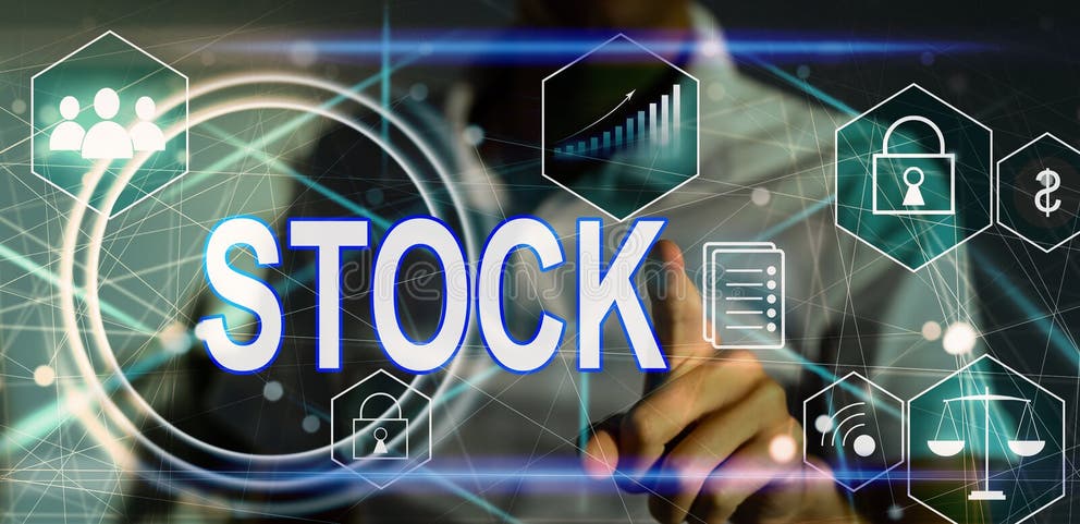 STOCK Button on Virtual Screen Stock Image - Image of professional ...