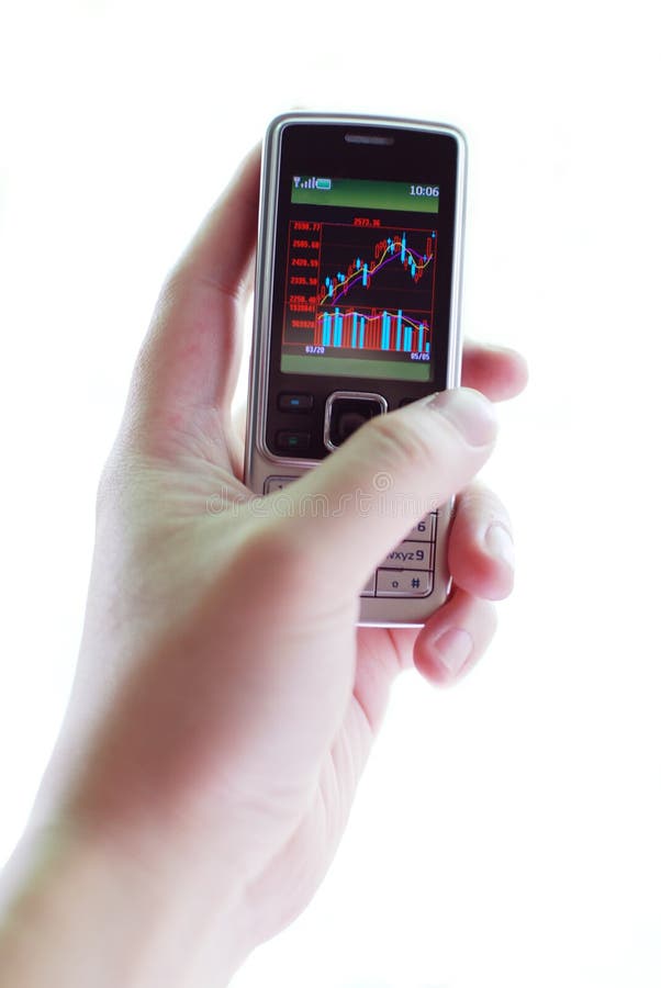 Stock Chart in Cell Phone Screen Stock Image - Image of dial, display ...