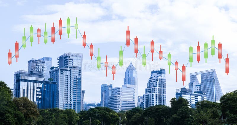 Stock Chart with Cityscape View Background Stock Photo - Image of ...