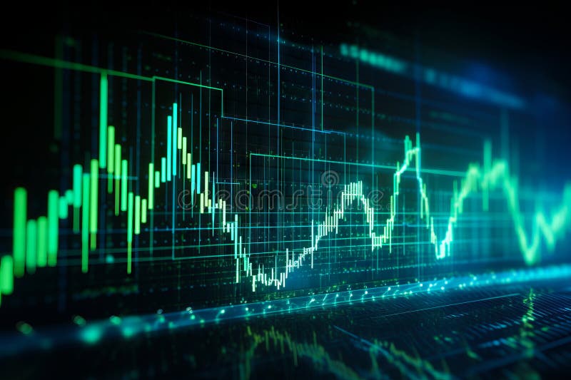 Stock Chart with Blue Background and Red and Blue Arrow. Generative AI ...