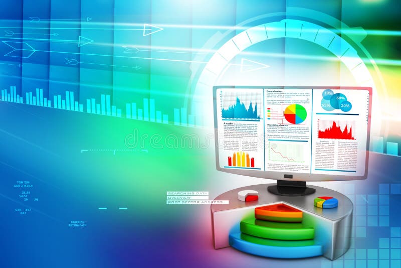 Stock Chart Showing the Computer Monitor Stock Illustration ...