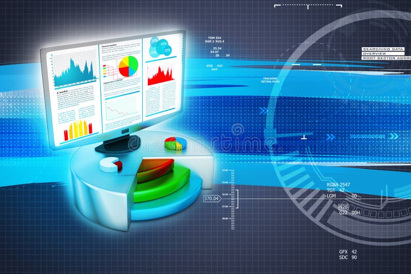 Stock Chart Showing the Computer Monitor Stock Illustration ...