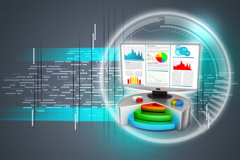 Stock Chart Showing the Computer Monitor Stock Illustration ...