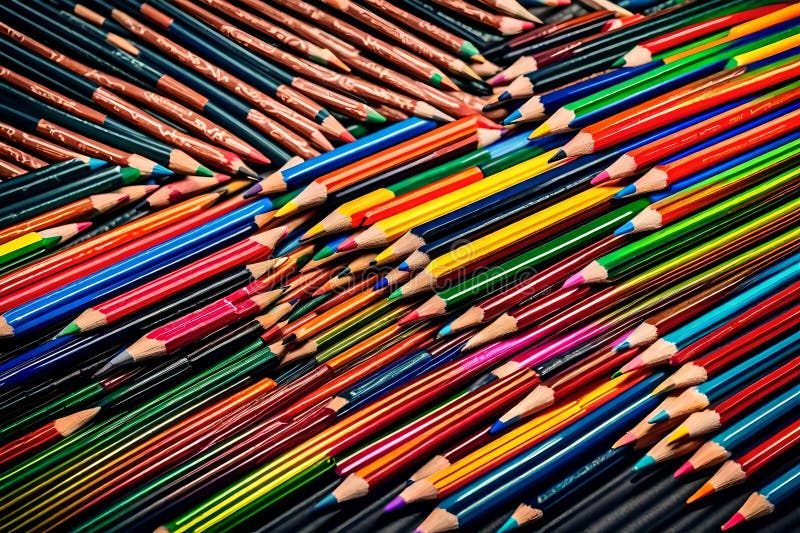 Stock of Color Pencils on the Table. Stock Photo - Image of orange ...