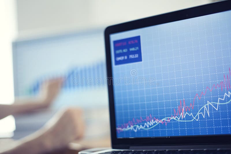 Stock diagram on screen stock image. Image of computer - 42954657