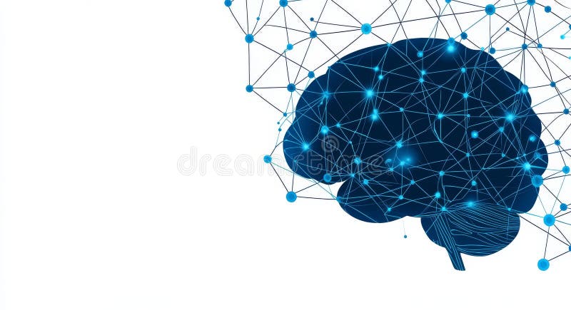 Stock Digital Brain Future Technology on the Motherboard of a Computer. Binary Data. Brain of AI ...