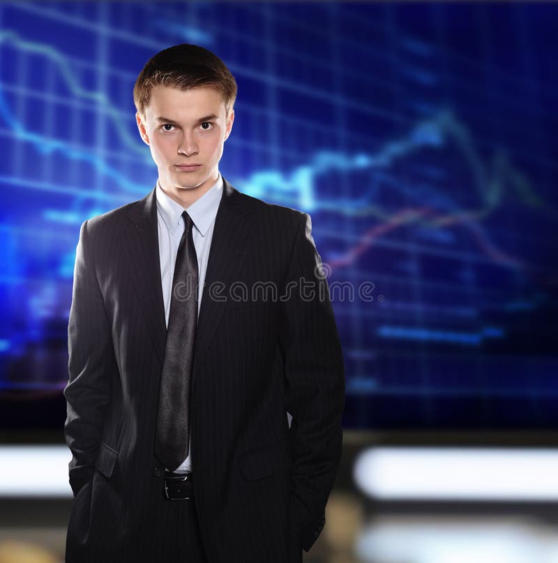 Stock Exchange Businessman in a Suit Against a St Stock Image - Image ...
