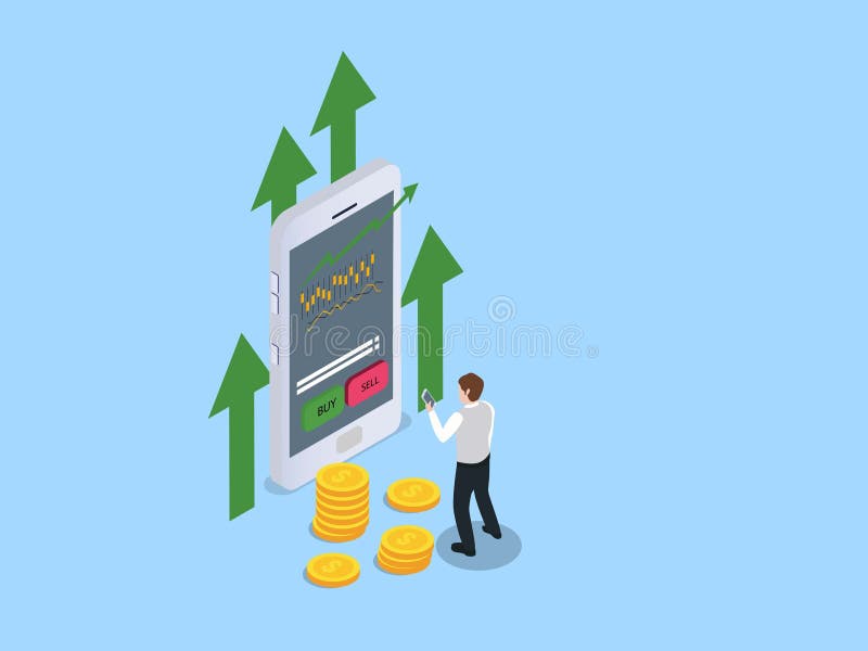 Stock Exchange Chart on Mobile Phone Application with Buy and Sell ...