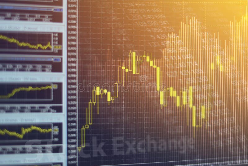 Stock Exchange Display Panel Graph Bars and Quotation. Stock Photo ...