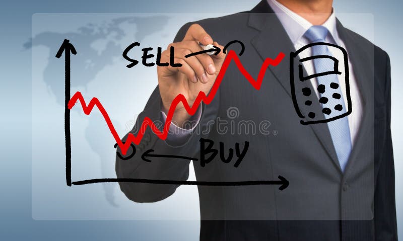 Stock Exchange Graph Hand Drawing by Businessman Stock Photo - Image of ...