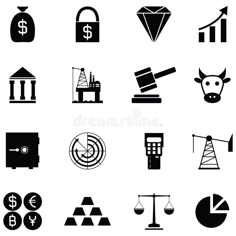 Stock exchange icon set stock vector. Illustration of bull - 120572277