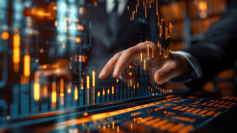 Stock Exchange Market Chart, Stock Market Data on LED Display. Business ...