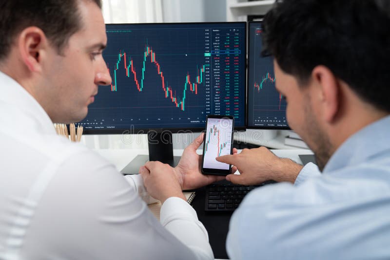 Stock Exchange Traders Pointing Lowest Chart Stage on Dynamic Graph ...