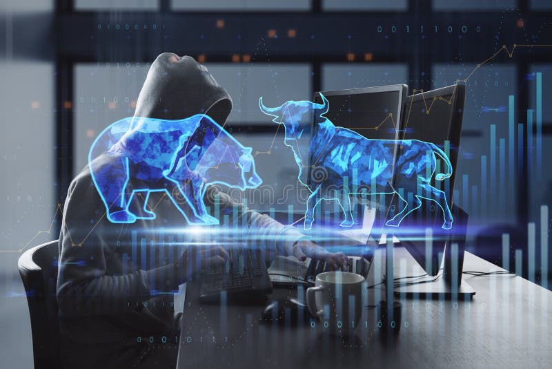 Stock Exchange Trading Concept. the Bulls and Bears Struggle. Equity ...