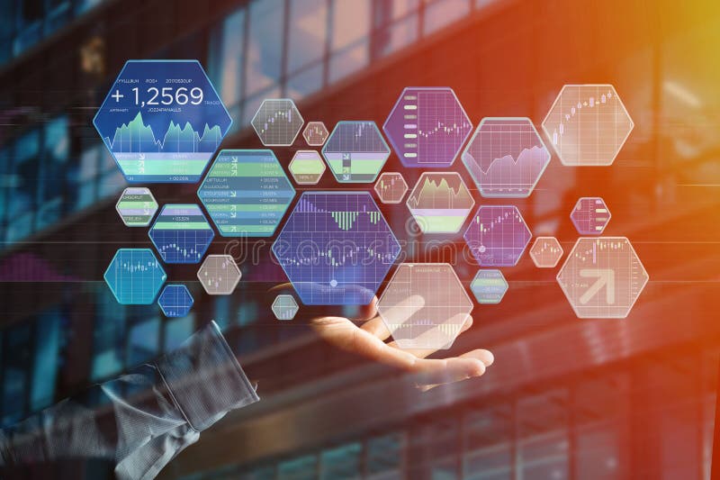 Stock Exchange Trading Data Information Displayed on a Futuristic ...