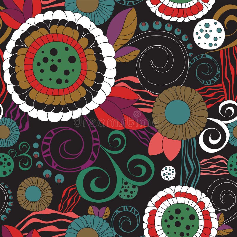 Stock Floral Seamless Doodle Pattern. Decorative Element Stock ...