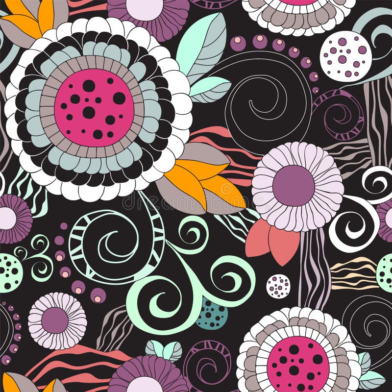 Stock Floral Seamless Doodle Pattern. Decorative Element Stock Vector ...