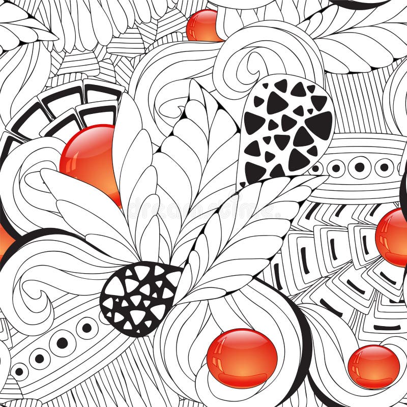 Stock Floral Seamless Doodle Pattern. Decorative Element Stock Vector ...