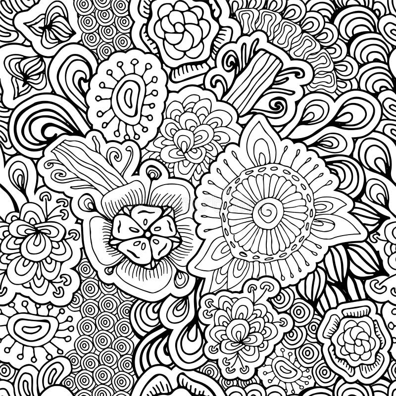 Stock Floral Seamless Doodle Pattern. Decorative Element. Stock Vector ...