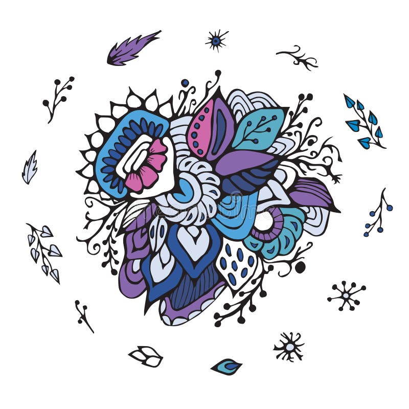 Stock Flower, Doodle Pattern. Abstract Art Background Stock Vector ...