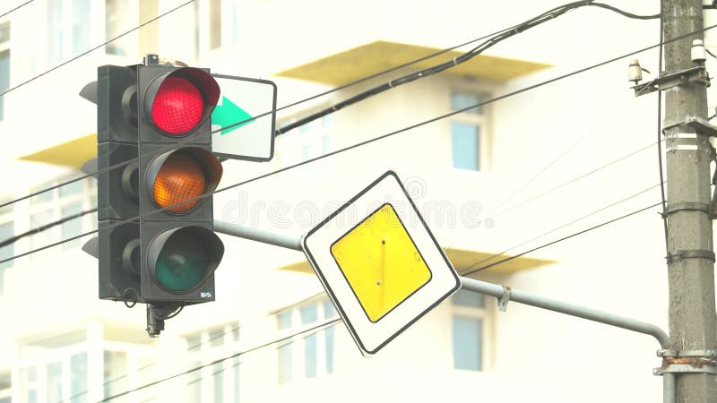 Traffic Light on the Road Regulates Traffic Stock Video - Video of ...